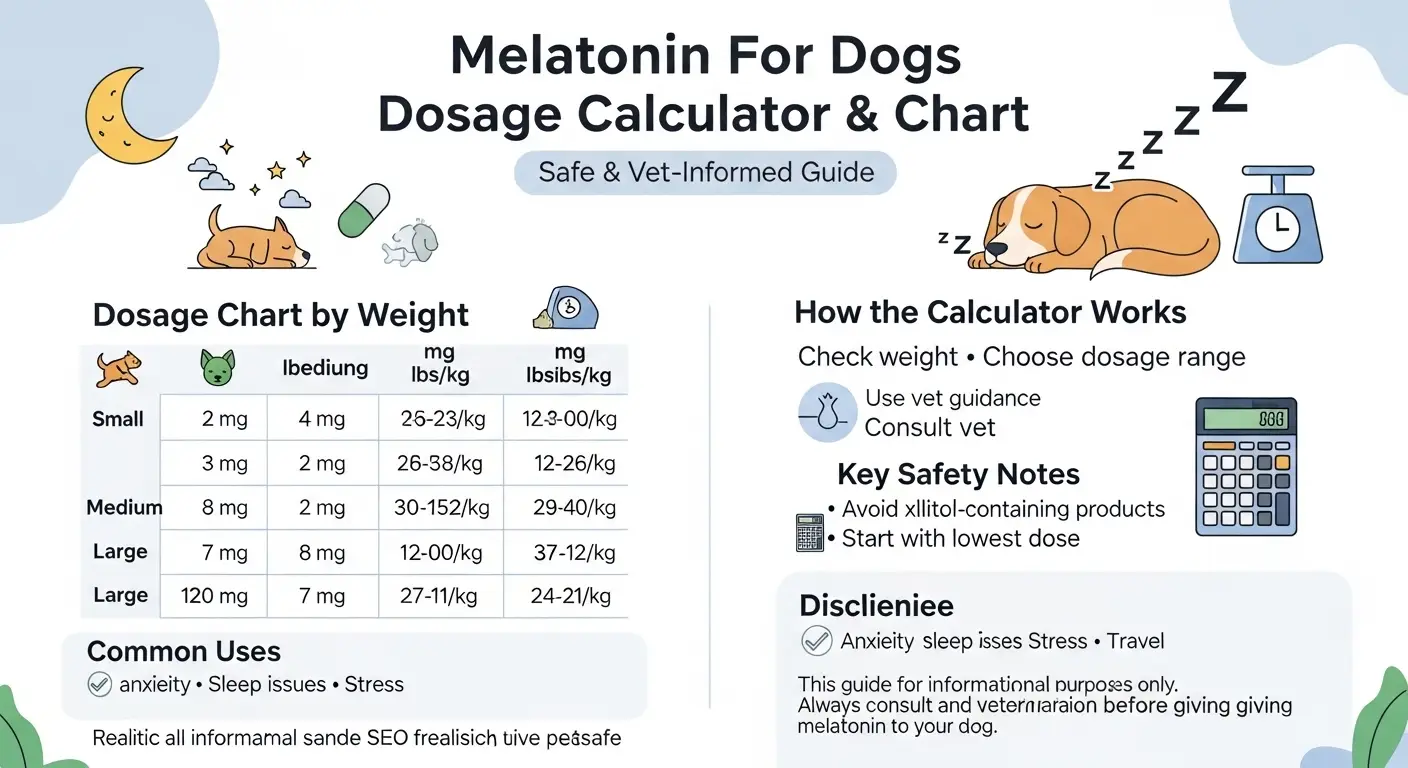 Melatonin For Dogs Dosage Calculator & Chart By Weight